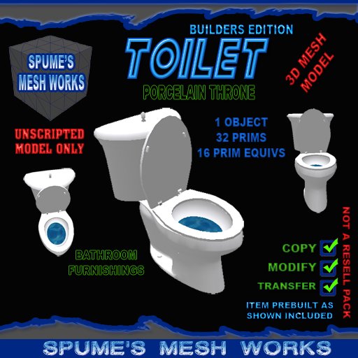Second Life Marketplace - TOILET MESH MODEL - LAVATORY - PORCELAIN THRONE